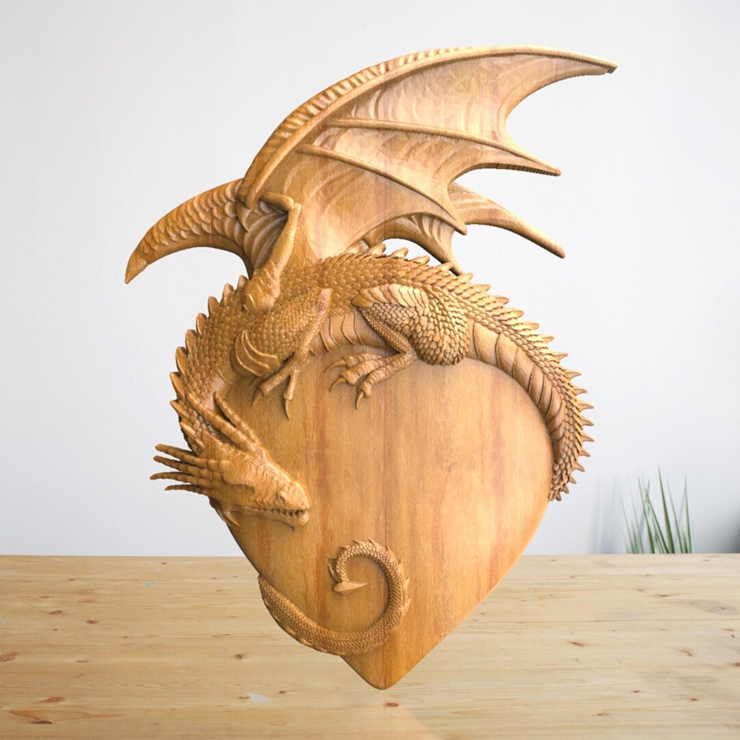 3D Dragon - STL File for CNC Wood Carving, Cnc Router Files - Etsy