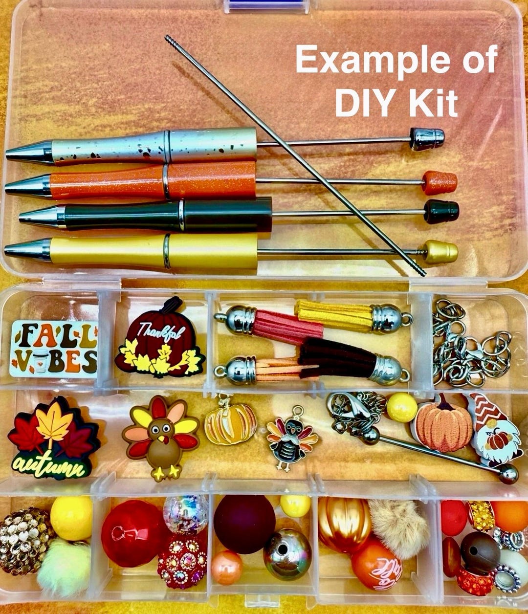 DIY Fall Beaded Pen Kit: Thanksgiving Charms, Tassels (makes 4 Pens) - Etsy
