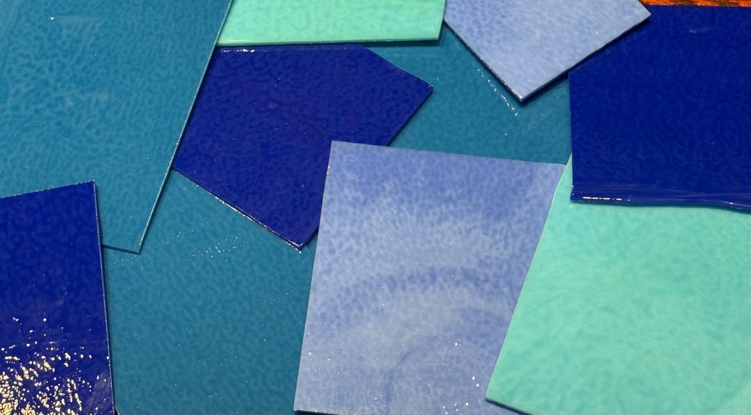 90 COE Blue Opal Sheet Glass Fused, Stained Glass, or Mosaic Bullseye ...
