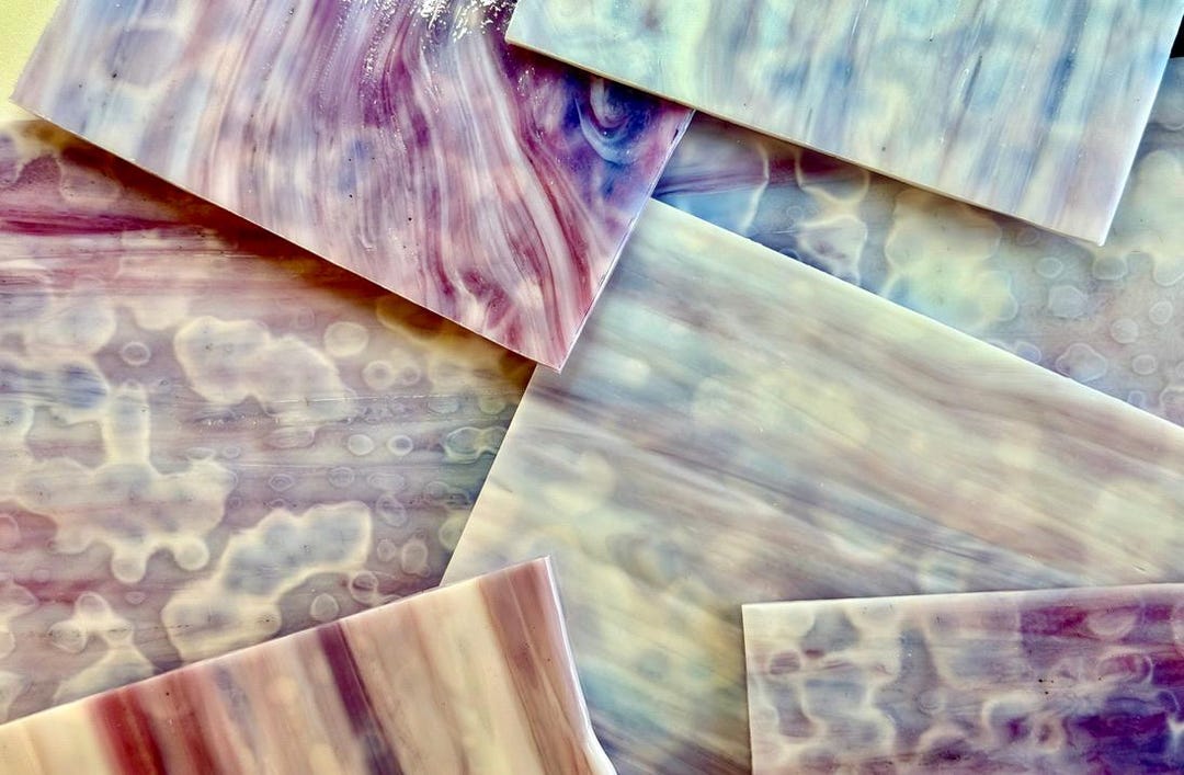 White & Pink Gold Mottled Sheet Glass for Mosaic or Stained Glass Art ...
