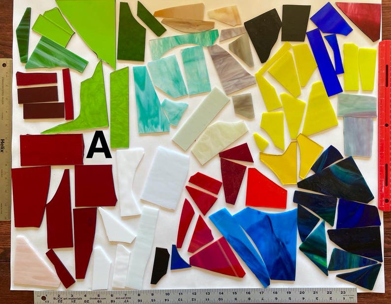 Glass Scraps Over 3 and 4 Pounds Art Stained Glass Mosaic Supply - Etsy