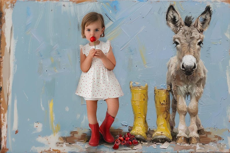 Fun Kids 3 Pack Images Digital Background of a Happy Friendly Donkey ...