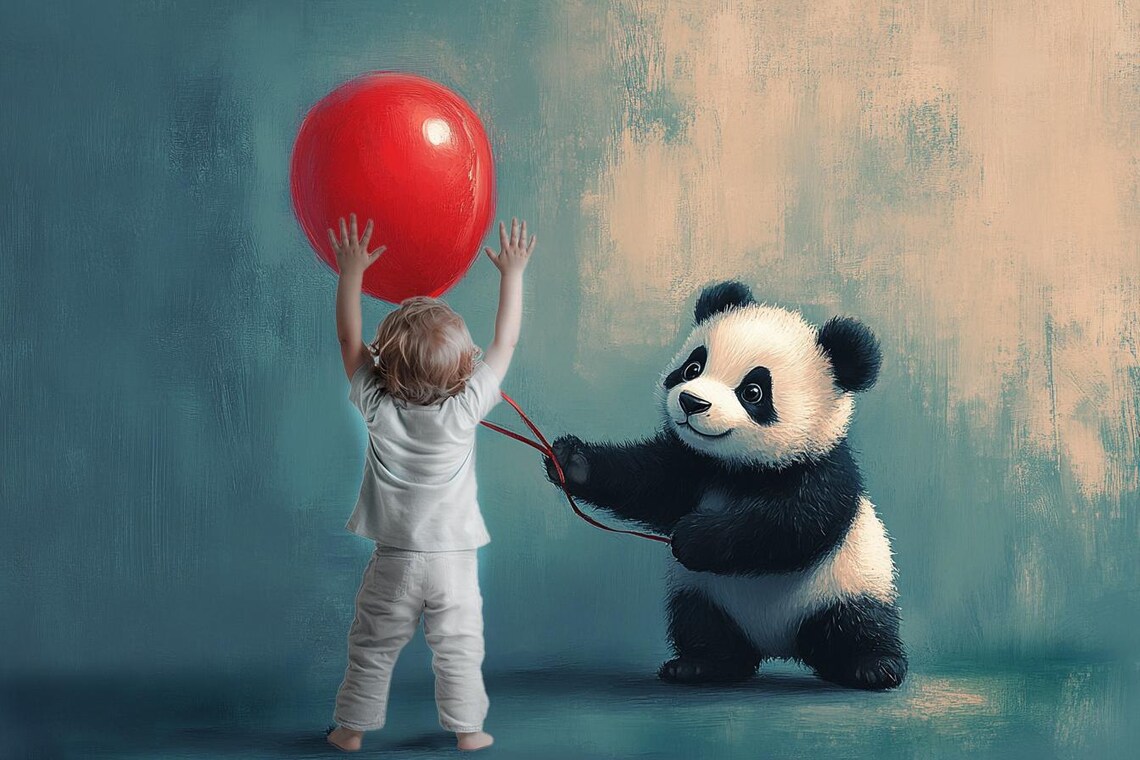 Red Balloon 4 Pack Panda Digital Background - Etsy