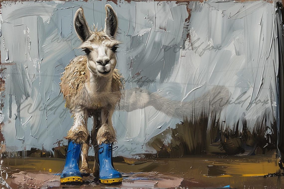 Fun Llama Alpaca in Wellies 5 Pack Digital Background - Etsy
