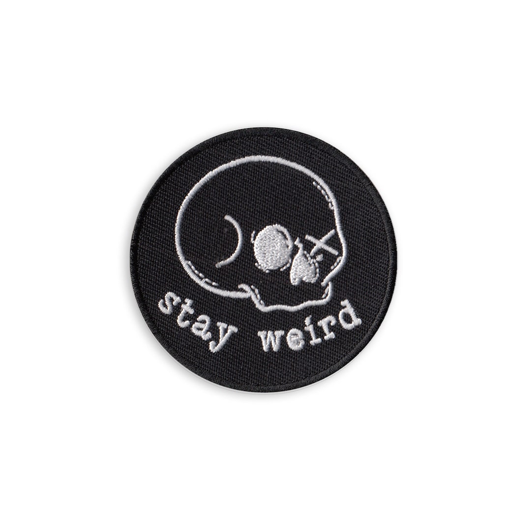 Stay Weird Skull Woven Circle Patch - Iron on - Black and White - Etsy