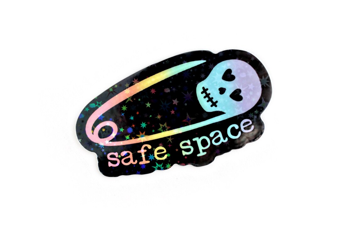 Safe Space Vinyl Sticker With Galaxy Holographic Overlay, Safe With Me ...
