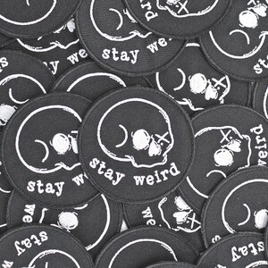 Stay Weird Skull Woven Circle Patch - Iron on - Black and White - Etsy