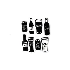 Craft Beer Styles Sticker, Vinyl Beer Sticker, Black and White Beer ...