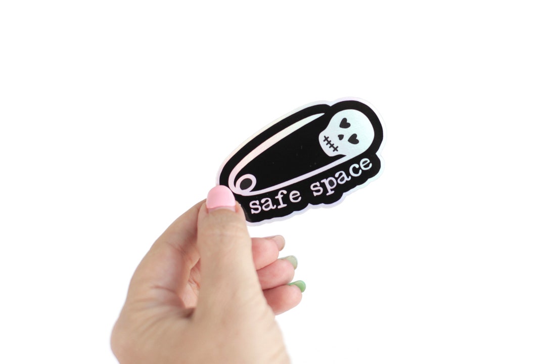 Safe Space Vinyl Sticker With Silver Holographic Oil Slick Chrome, Safe ...