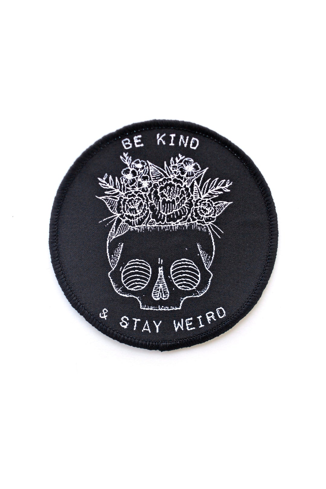 Be Kind Stay Weird Skull Flowers Planter Patch, Embroidered Iron On - Etsy
