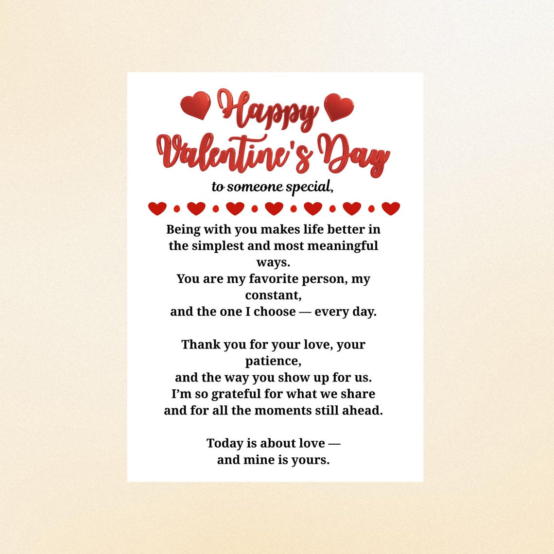 Valentine’s Day Card Printable Romantic Valentine Card to Someone ...