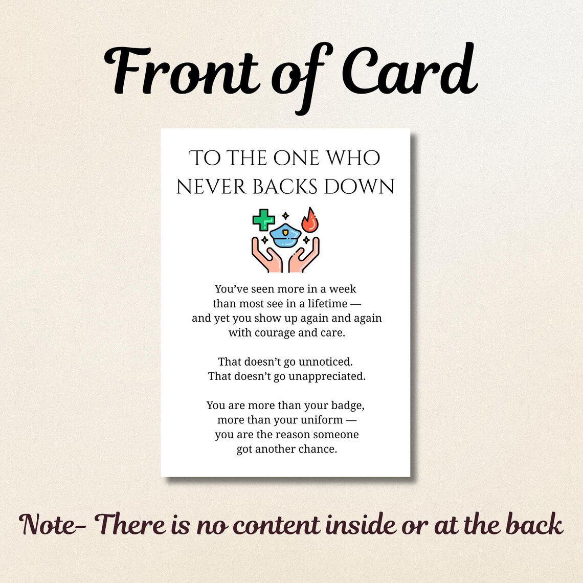 First Responder Encouragement Card Printable Frontline Hero ...