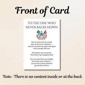 First Responder Encouragement Card Printable Frontline Hero ...