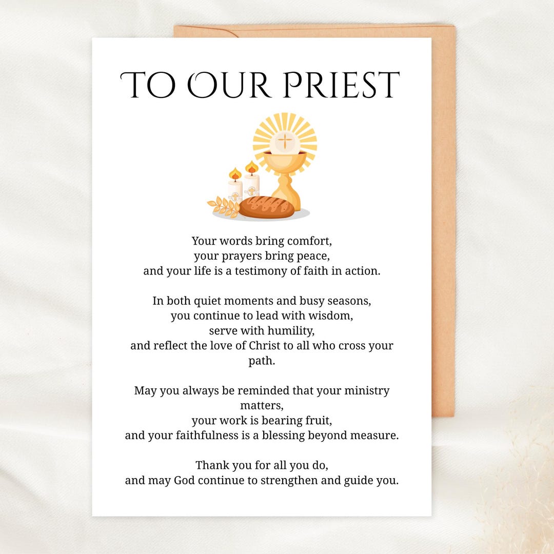 Catholic Priest Appreciation Card Printable Thank You Card for Priest ...