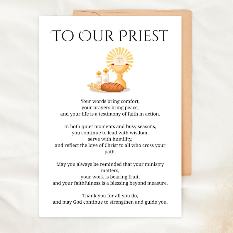 Catholic Priest Appreciation Card Printable Thank You Card for Priest ...