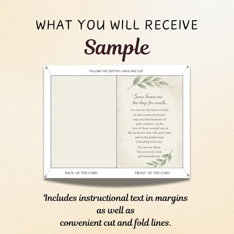 Grief Encouragement Card Printable 5x7 Foldable Sympathy Card Digital ...