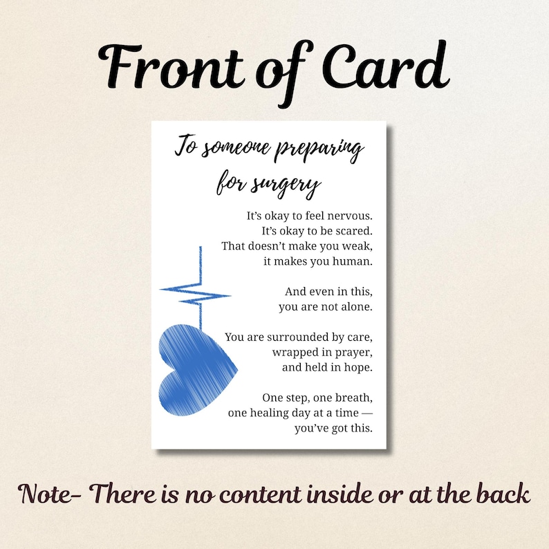 Surgery Card Surgery Encouragement Card Printable Foldable Support Card ...
