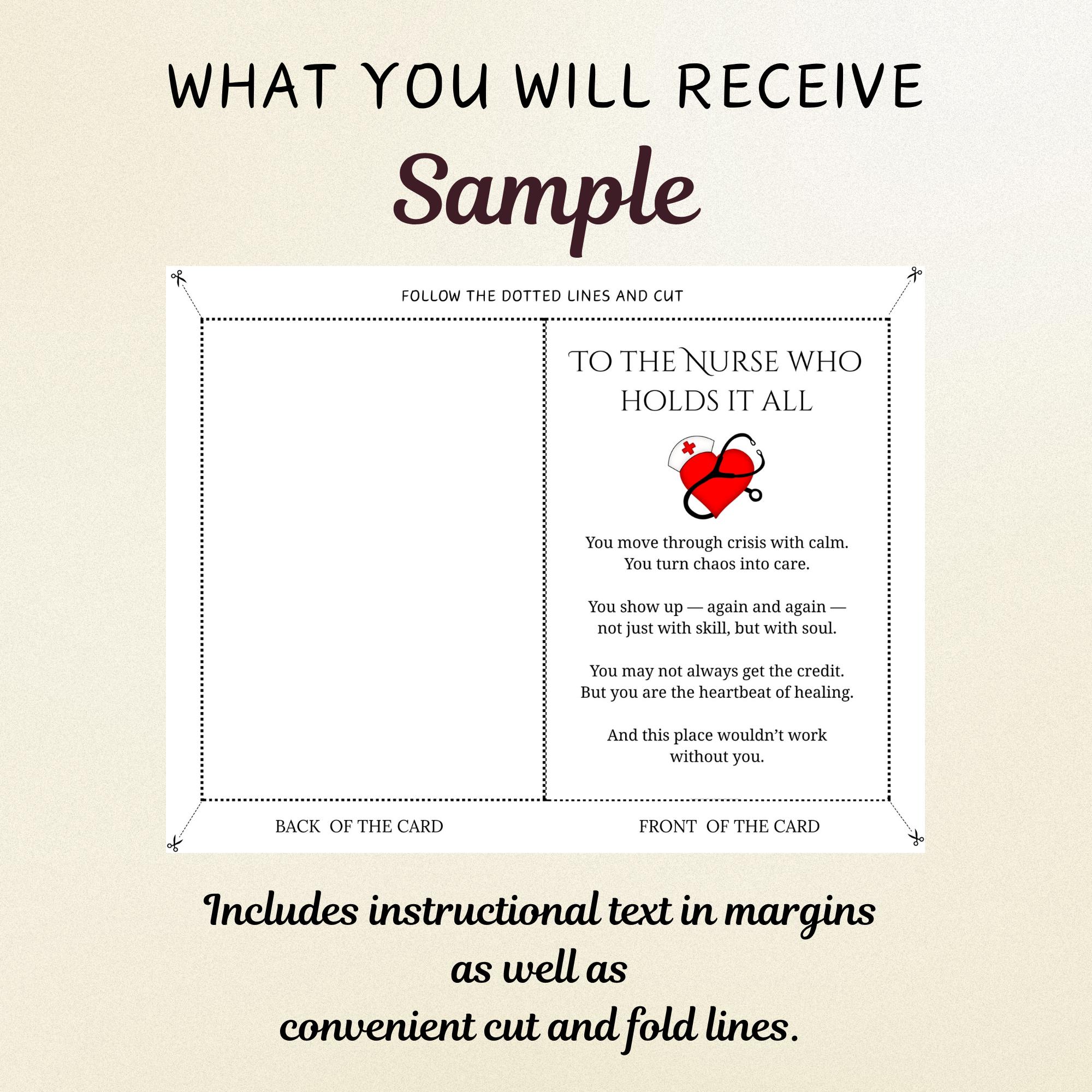 Nurse Encouragement Card Printable Appreciation Gift Nurses Thank You ...