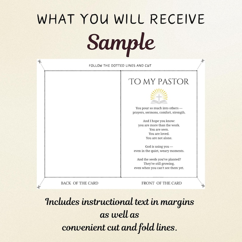 Pastor Encouragement Card Printable Card Cut Marks Pastor Appreciation ...