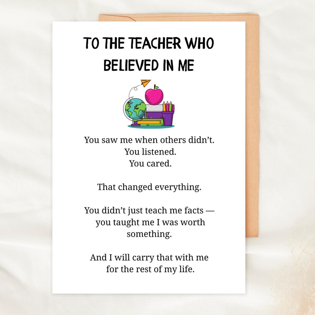 Teacher Encouragement Card Printable Thank You Educator Appreciation ...