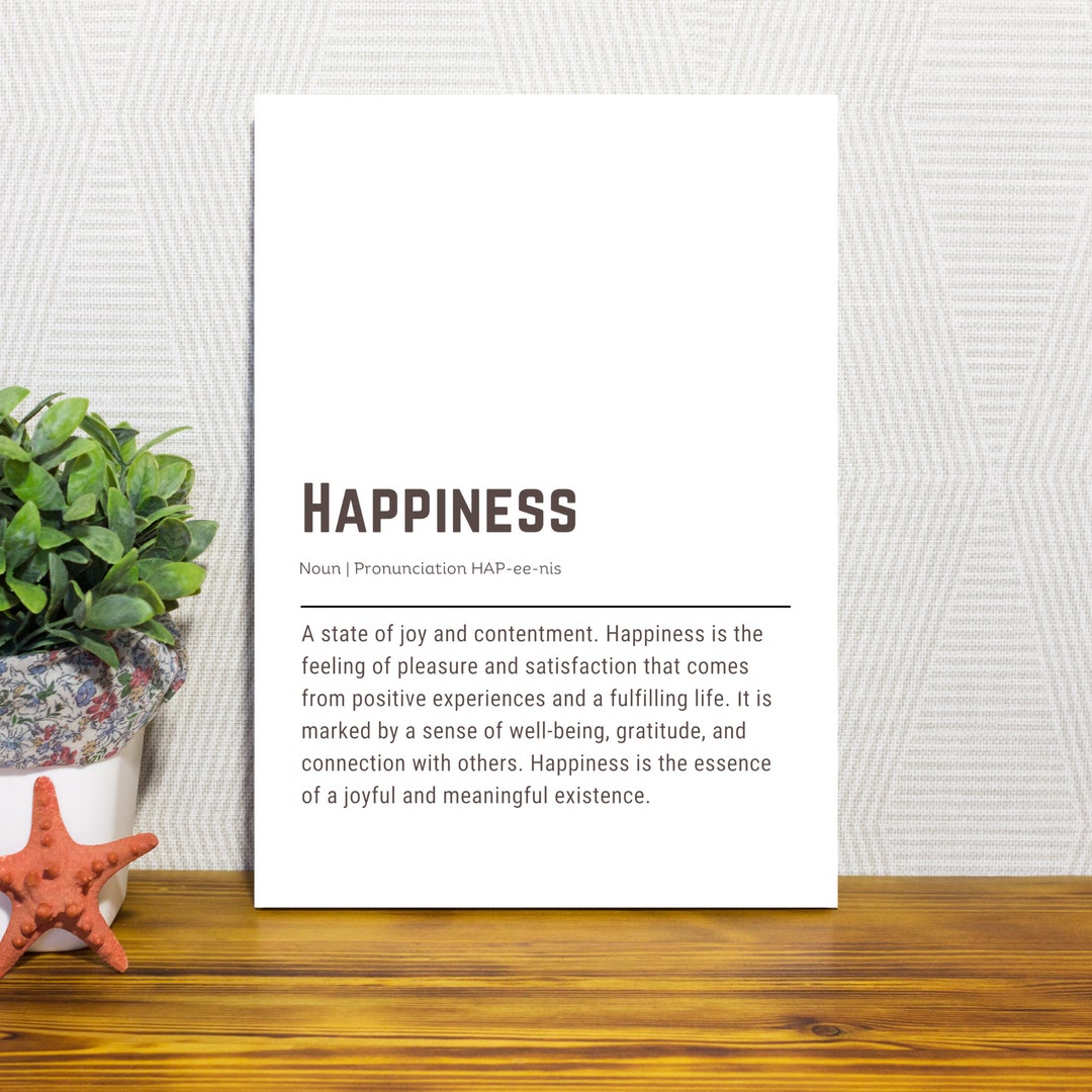 Happiness Definition Wall Art, Inspirational Definitions, Definition ...