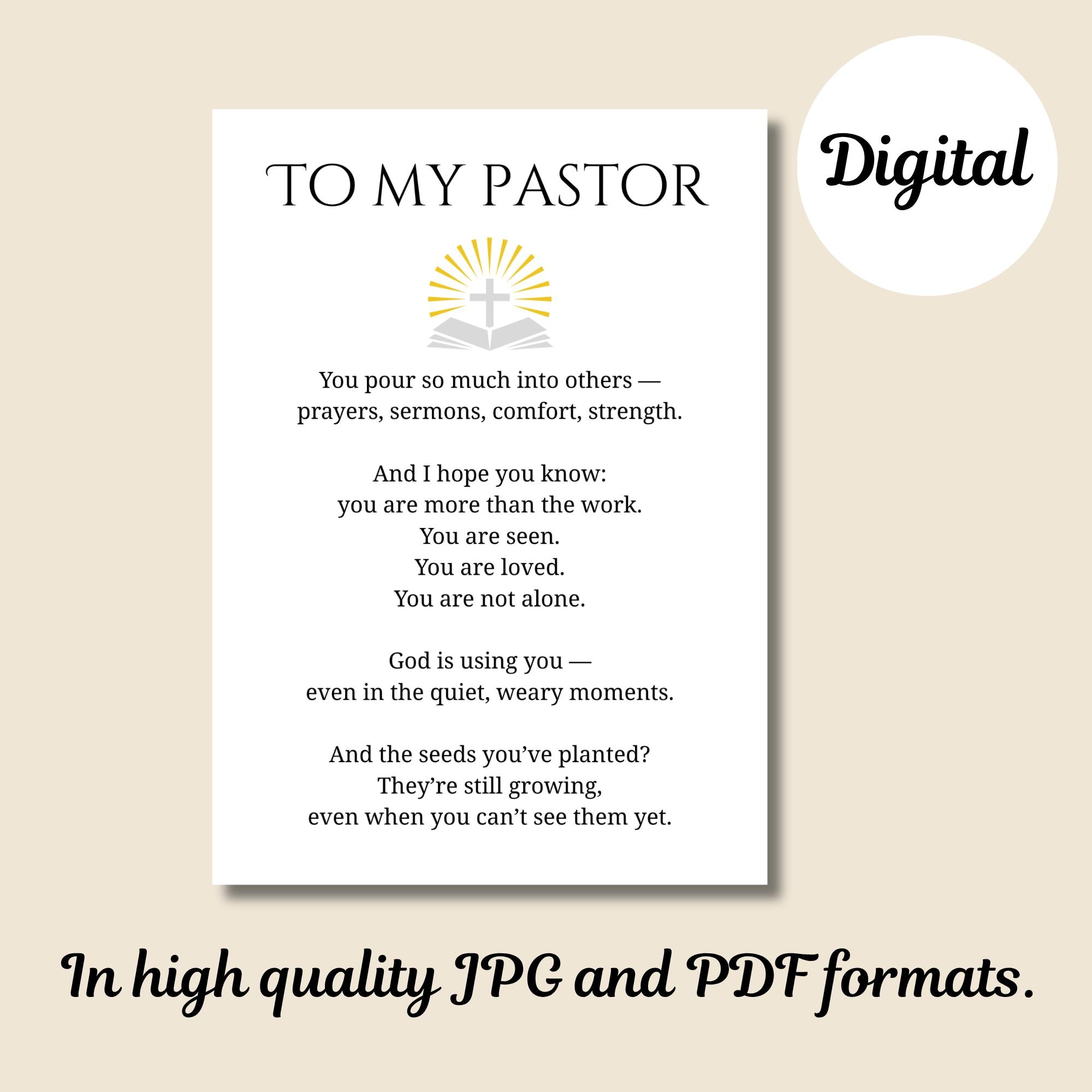 Pastor Encouragement Card Printable Card Cut Marks Pastor Appreciation ...