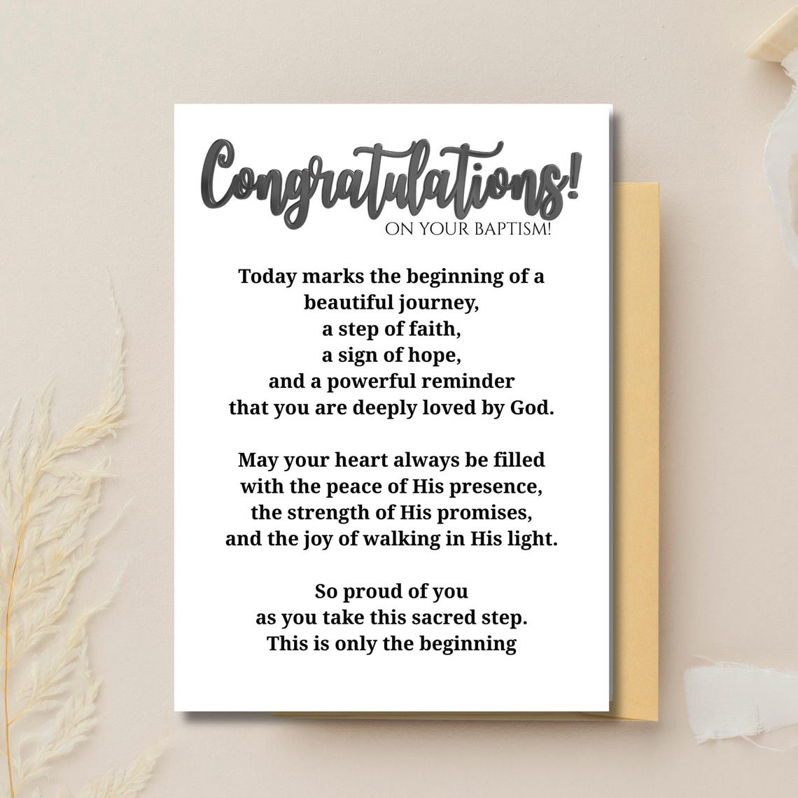 Baptism Congratulations Card Printable Christian Card Faith Greeting ...