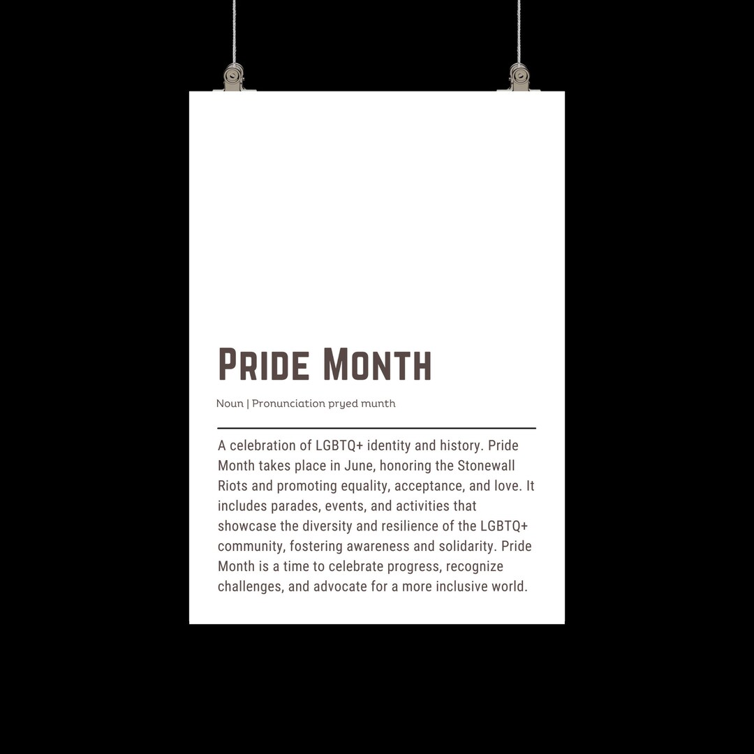 Pride Month Definition Prints, Pride LGBT Poster, College Dorm Decor ...