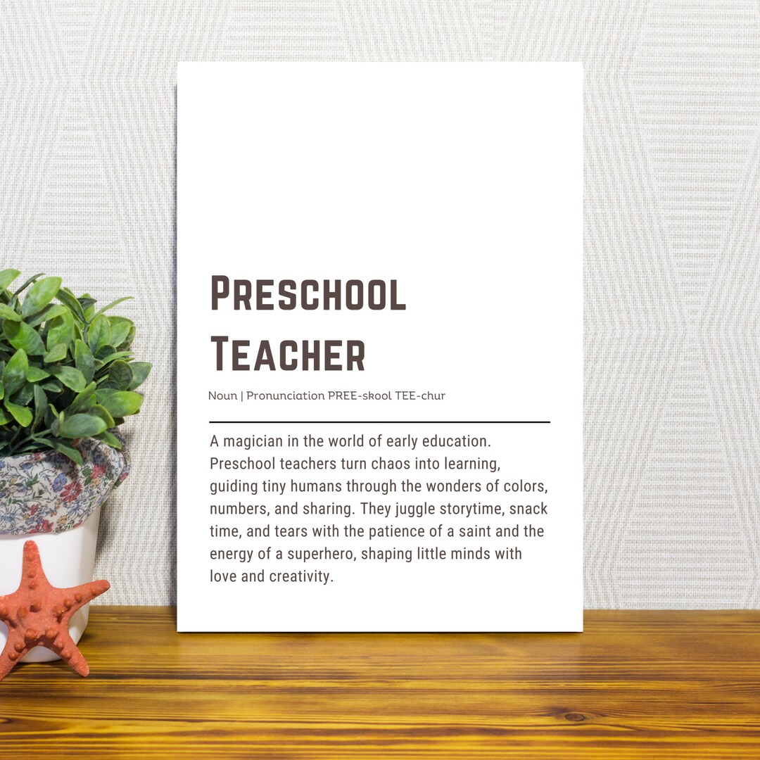 Preschool Teacher Definition Print Gift Printable Wall Art Teacher ...