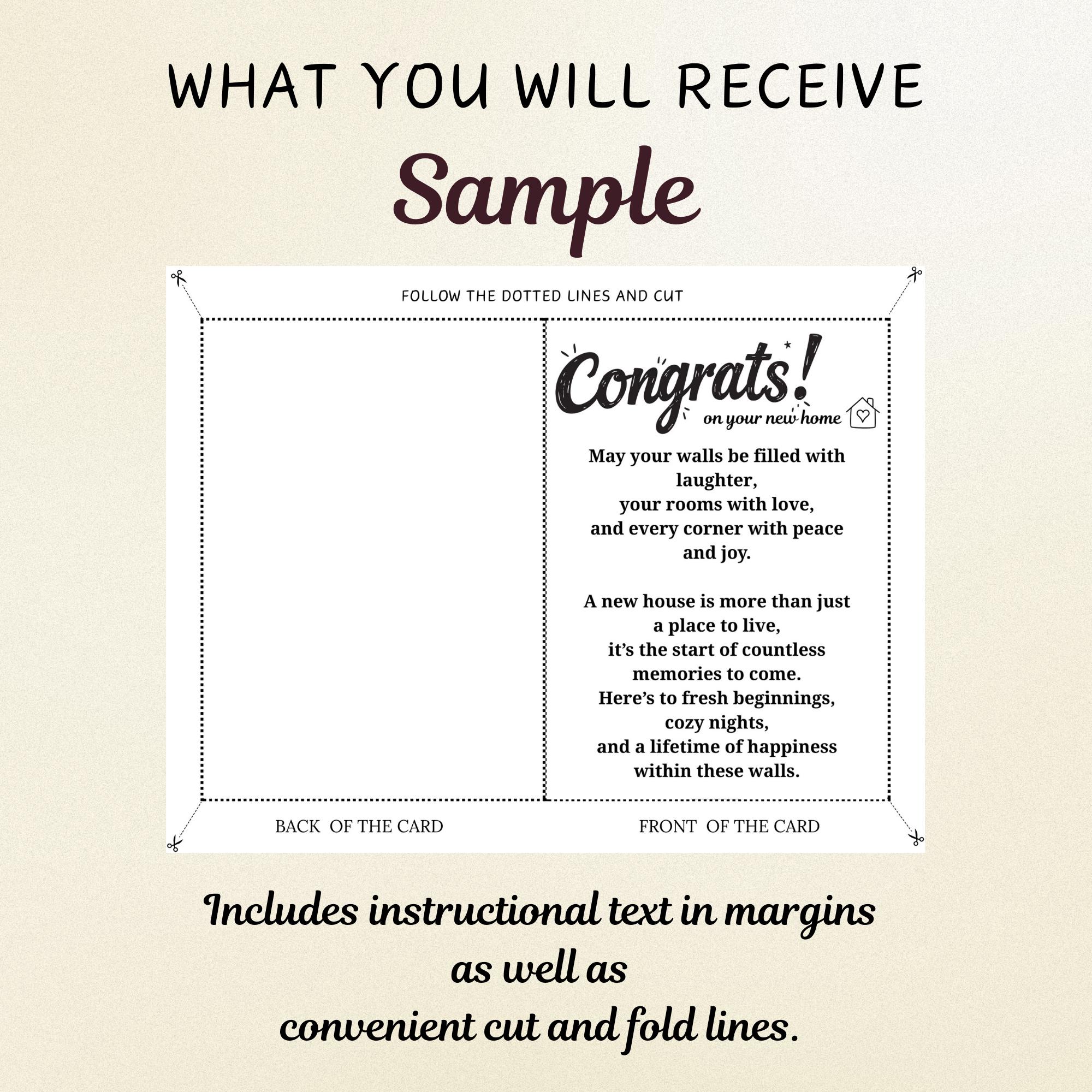 New Home Card Housewarming Congratulations Card Printable 5x7 Digital ...