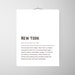 New York Definition Print , New York Souvenir, London Poster, Travel ...