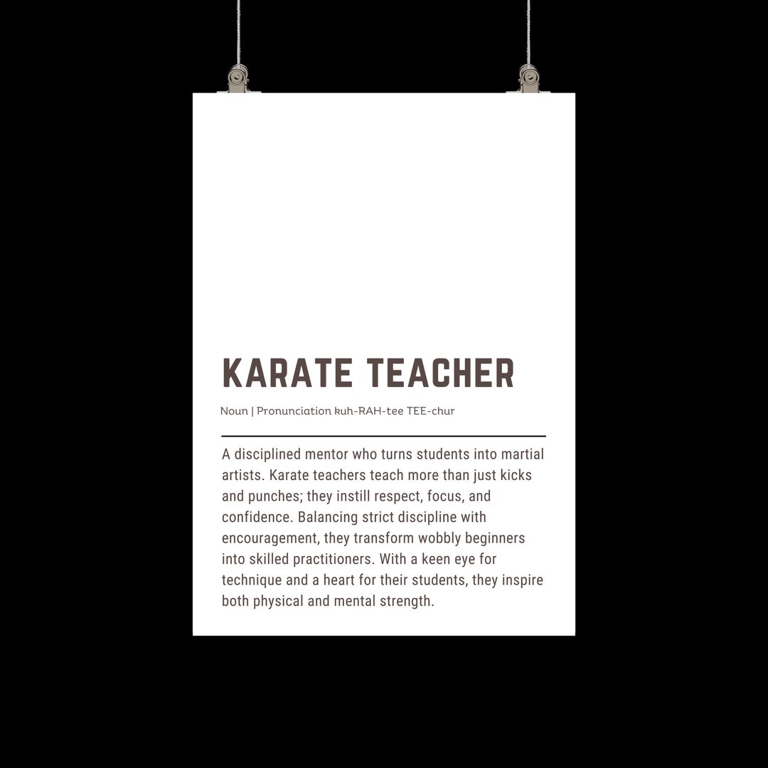 Karate Teacher Definition Print, Sensei Teacher Gift, Karate Master ...
