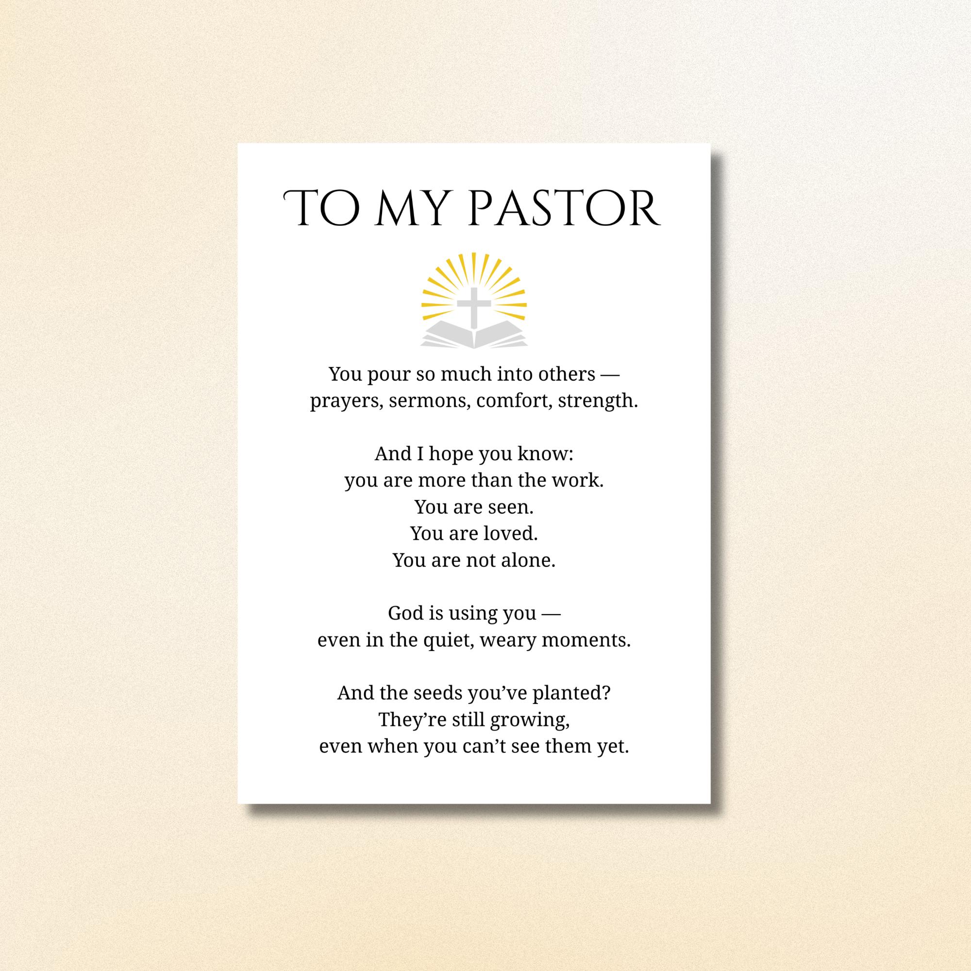 Pastor Encouragement Card Printable Card Cut Marks Pastor Appreciation ...