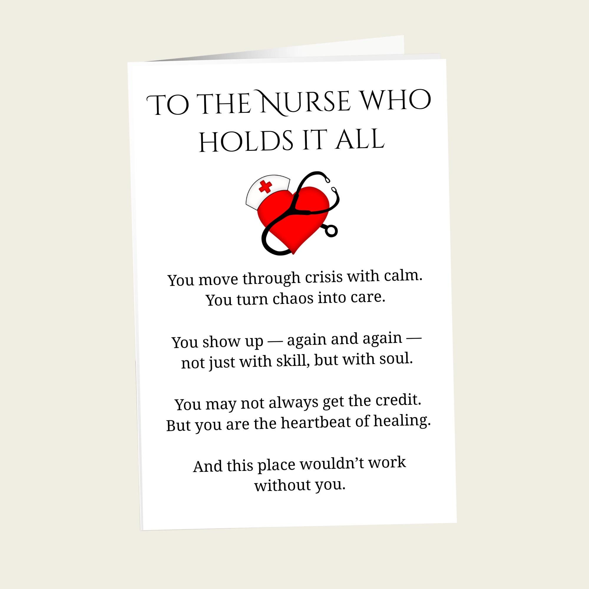 Nurse Encouragement Card Printable Appreciation Gift Nurses Thank You ...