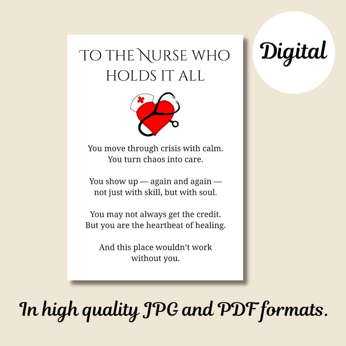 Nurse Encouragement Card Printable Appreciation Gift Nurses Thank You ...