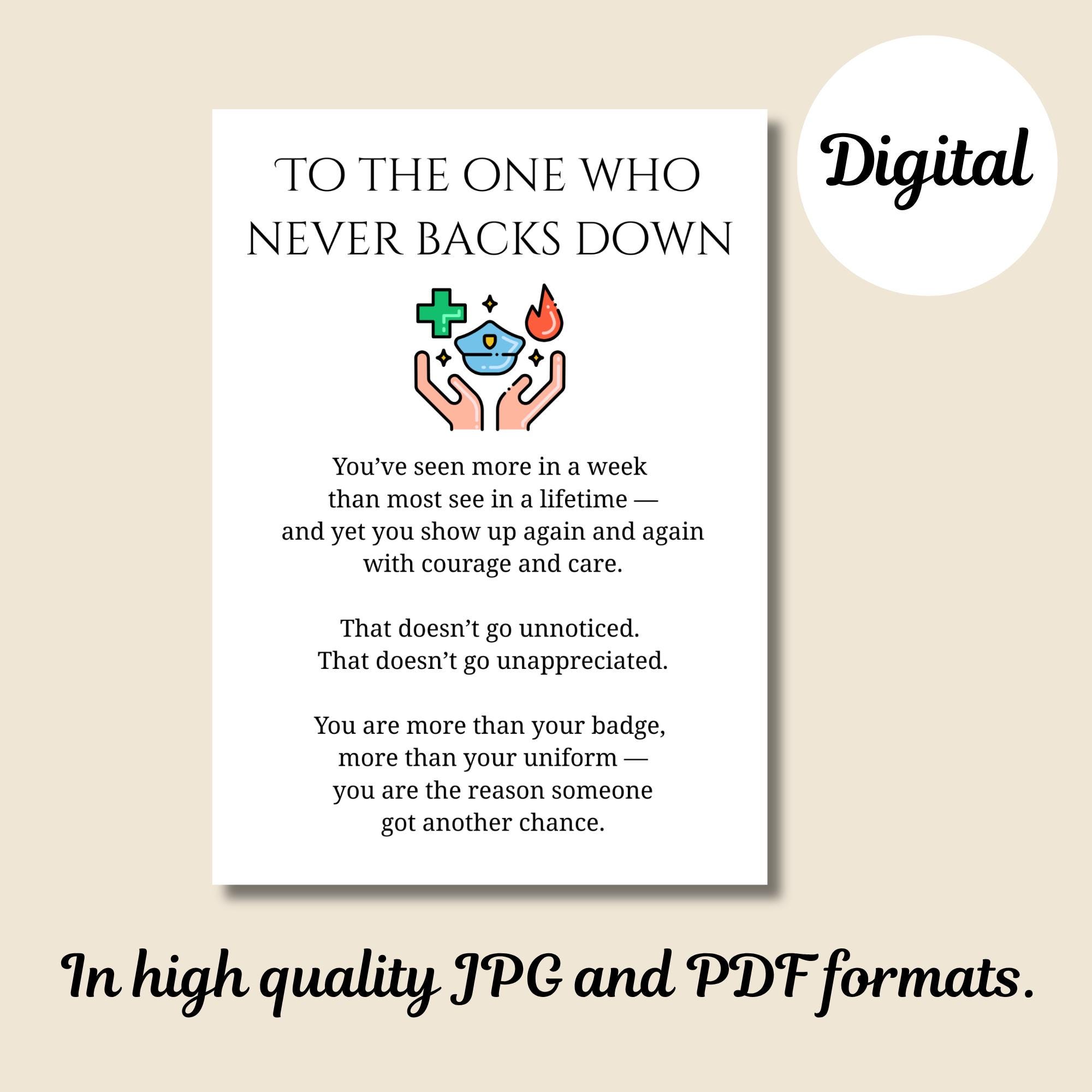 First Responder Encouragement Card Printable Frontline Hero ...