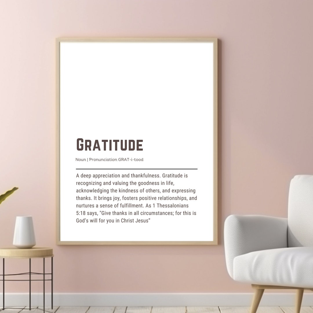 Gratitude Sign, Gratitude Definition Print, Thanksgiving Wall Art ...