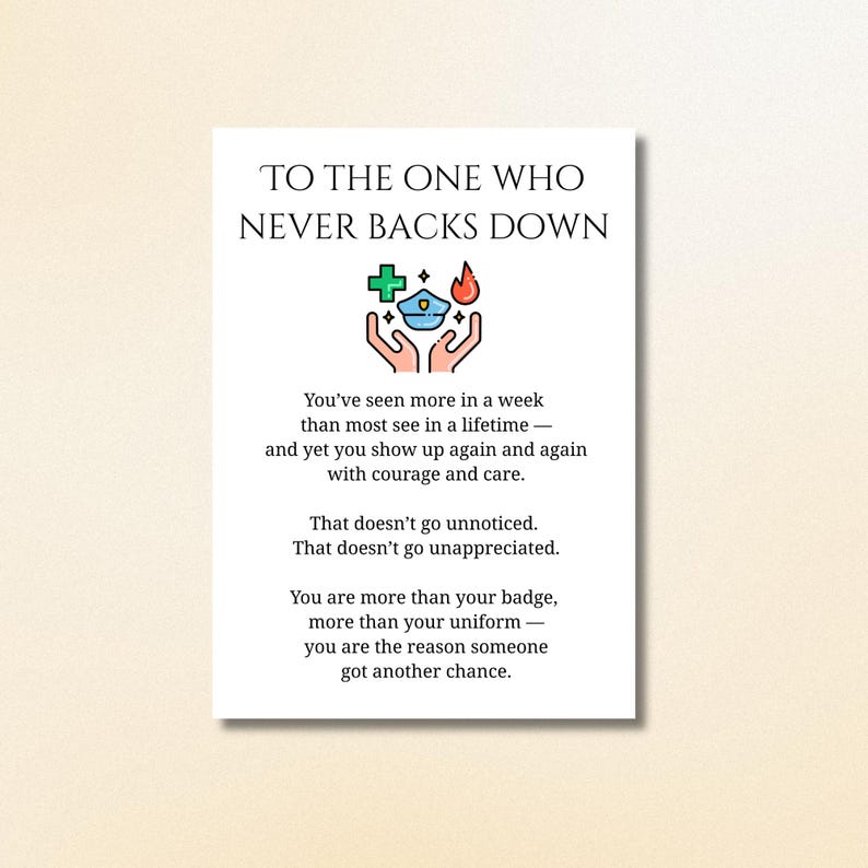 First Responder Encouragement Card Printable Frontline Hero ...
