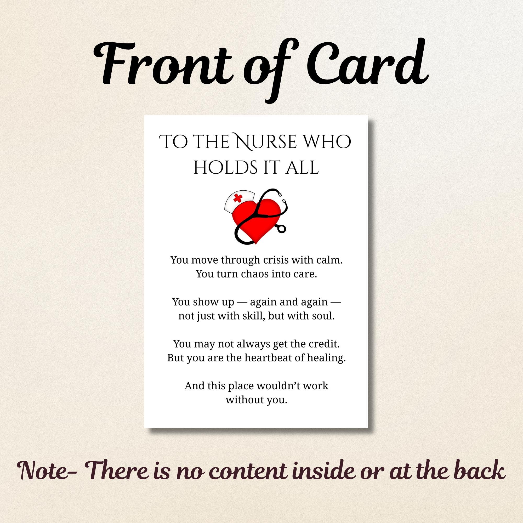 Nurse Encouragement Card Printable Appreciation Gift Nurses Thank You ...