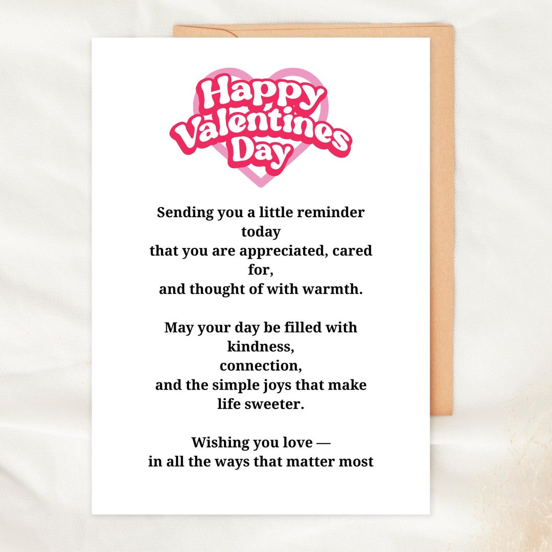 Valentine’s Day Card Printable Happy Valentine’s Day Card Thoughtful ...