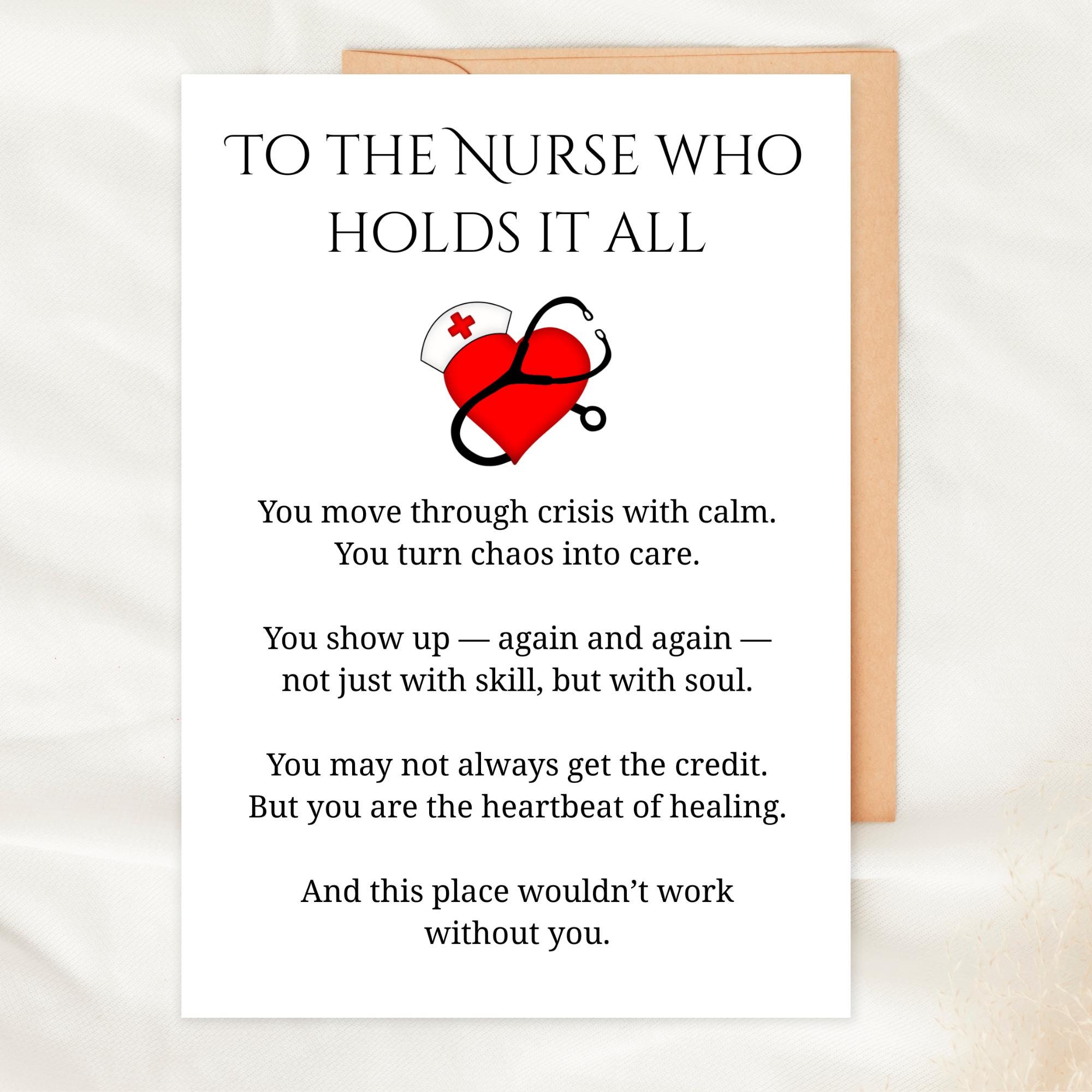 Nurse Encouragement Card Printable Appreciation Gift Nurses Thank You ...