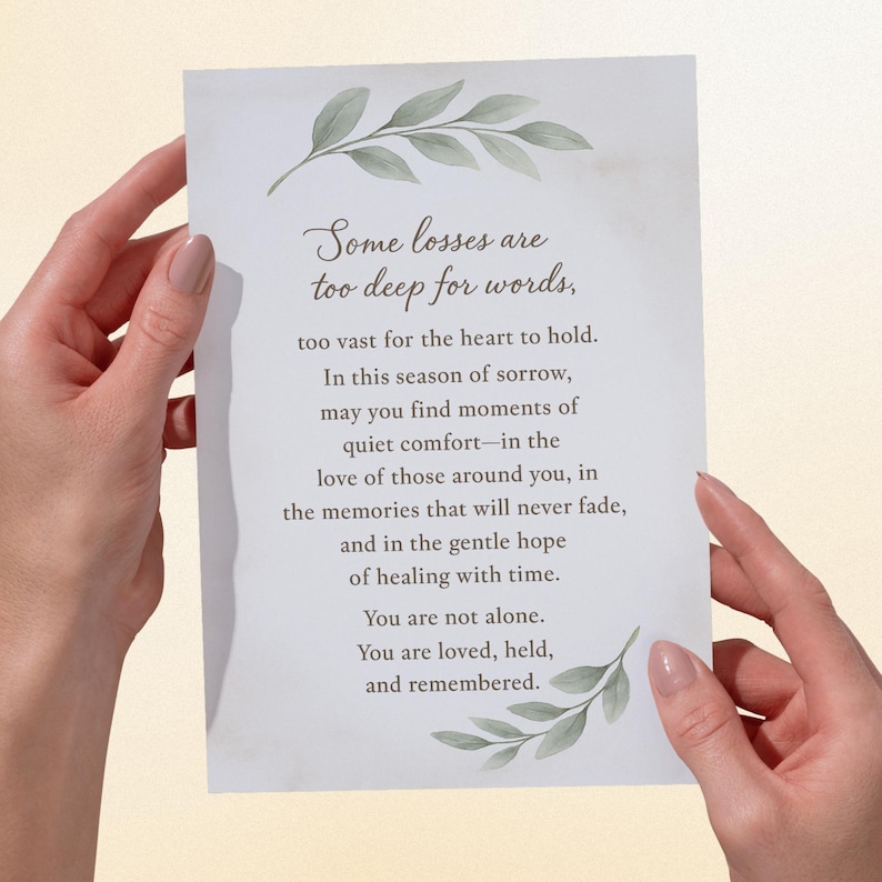 Grief Encouragement Card Printable 5x7 Foldable Sympathy Card Digital ...
