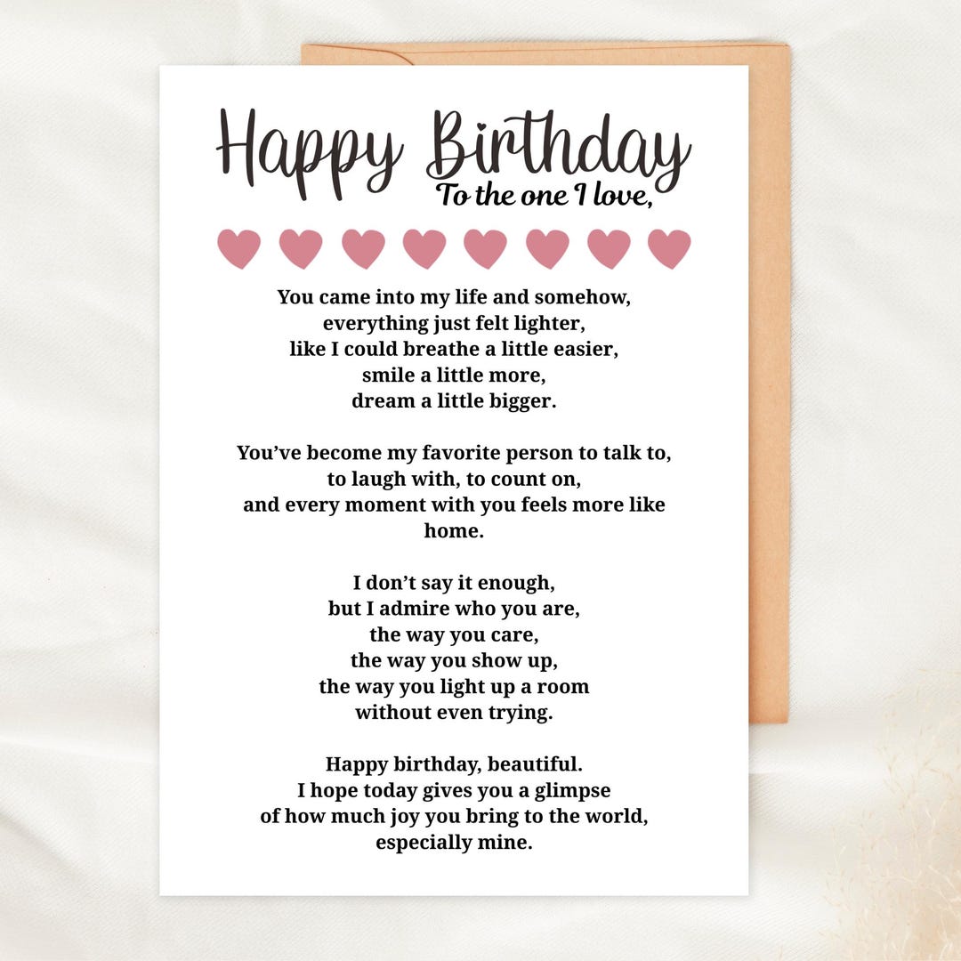 Happy Birthday Girlfriend Card Printable Romantic Card for Her ...