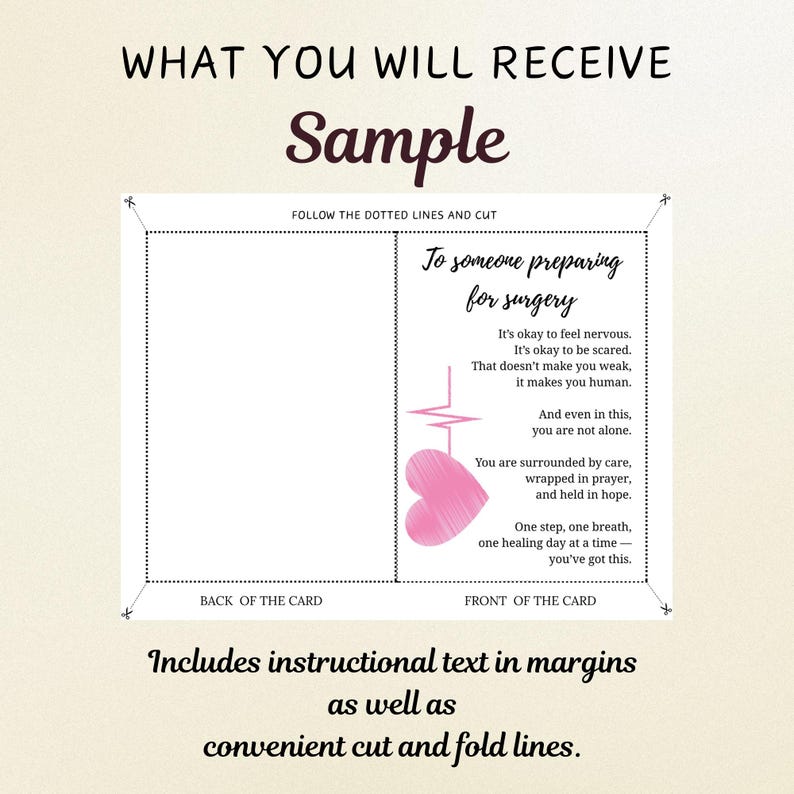 Surgery Card Surgery Encouragement Card Printable Foldable Support Card ...