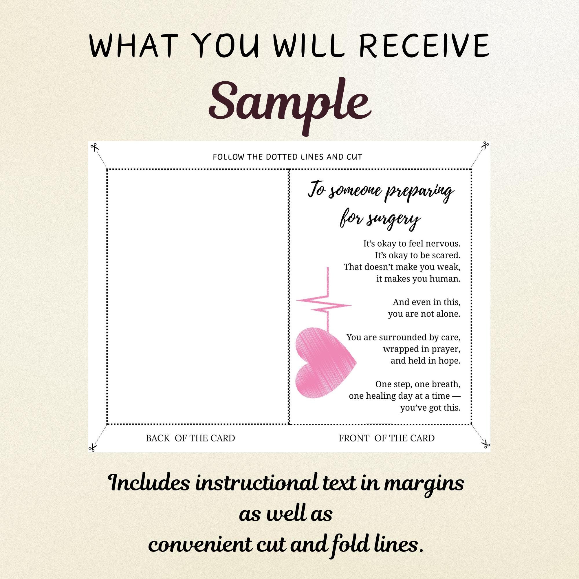 Surgery Card Surgery Encouragement Card Printable Foldable Support Card ...