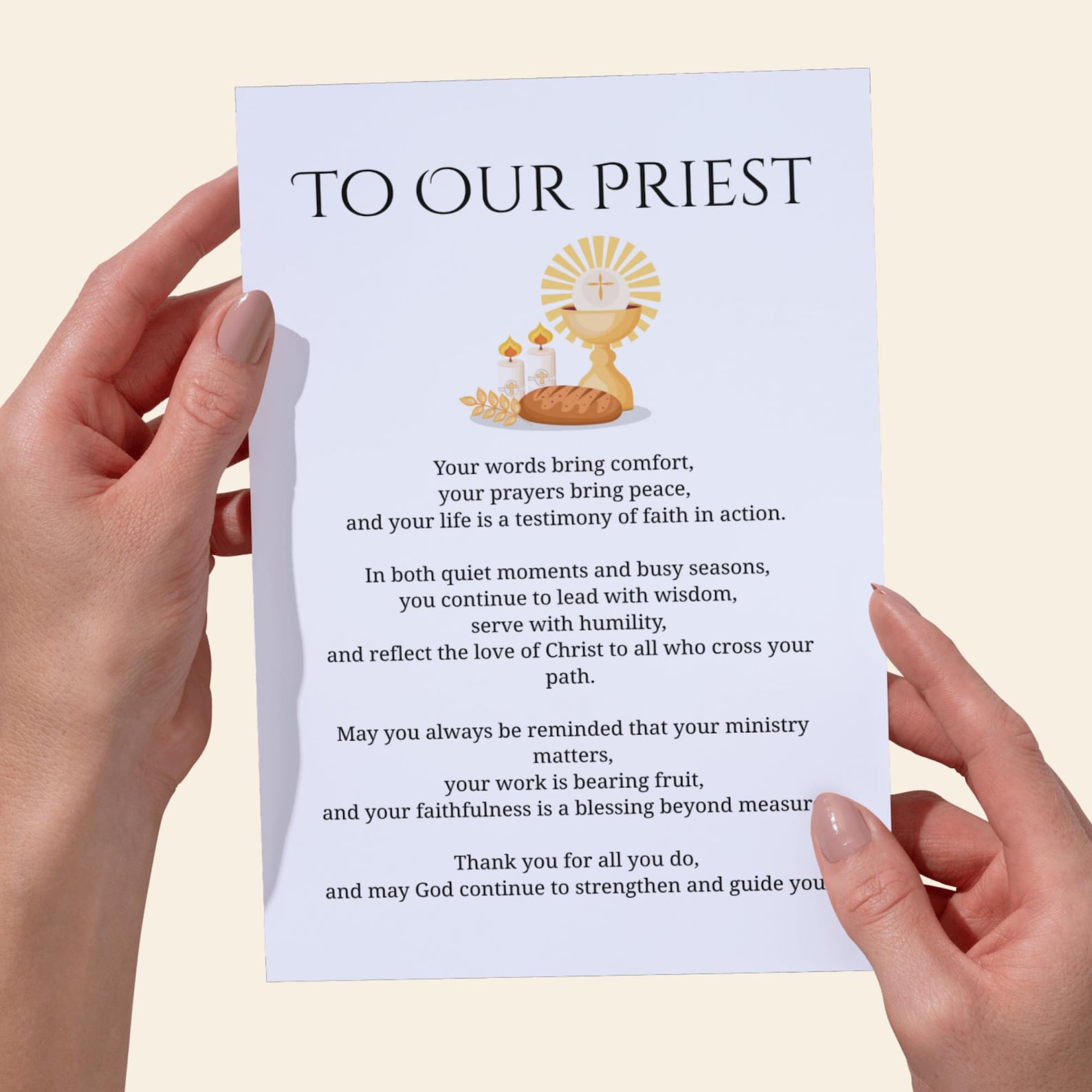 Catholic Priest Appreciation Card Printable Thank You Card for Priest ...