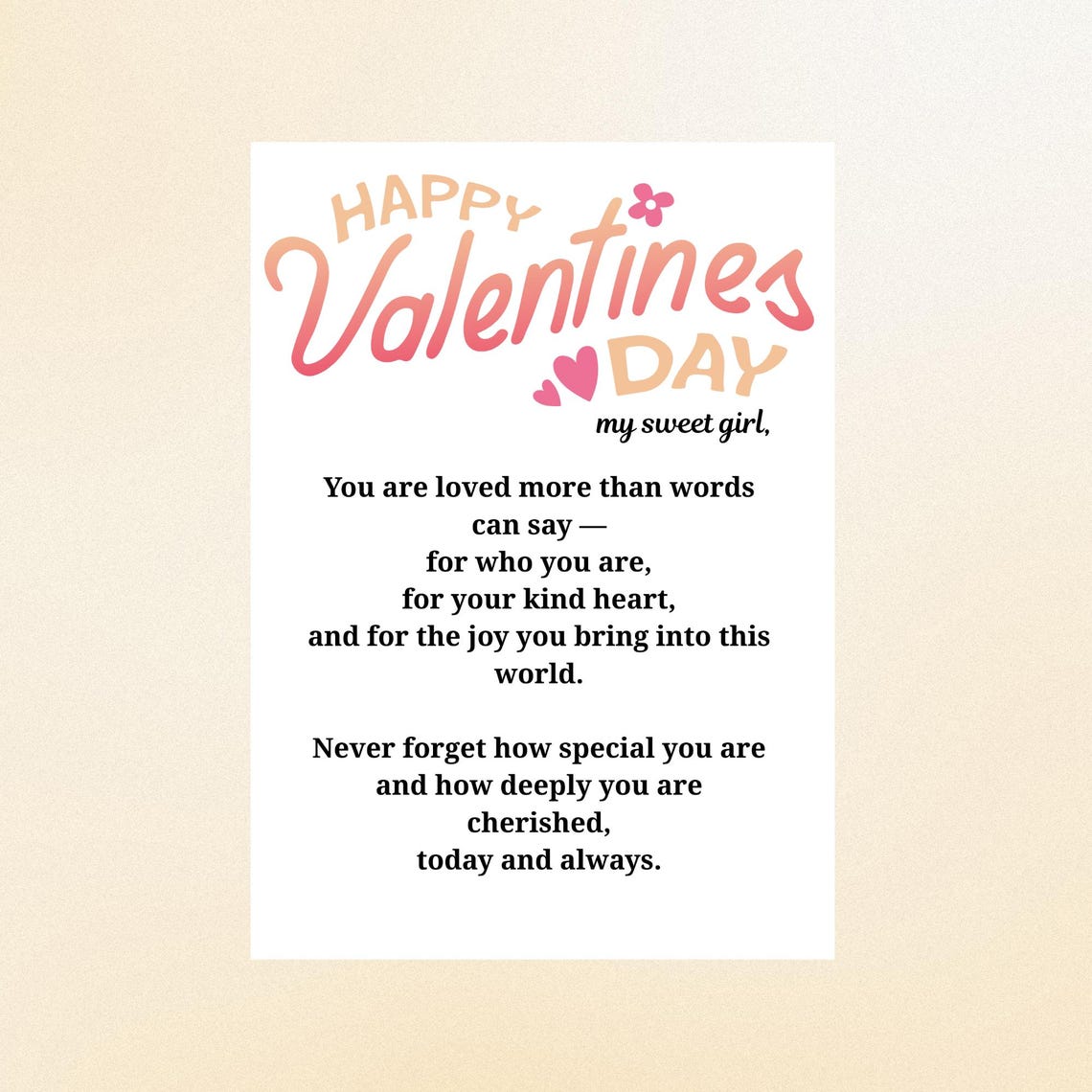Valentine’s Day Card for Daughter Printable, Happy Valentine’s Day ...