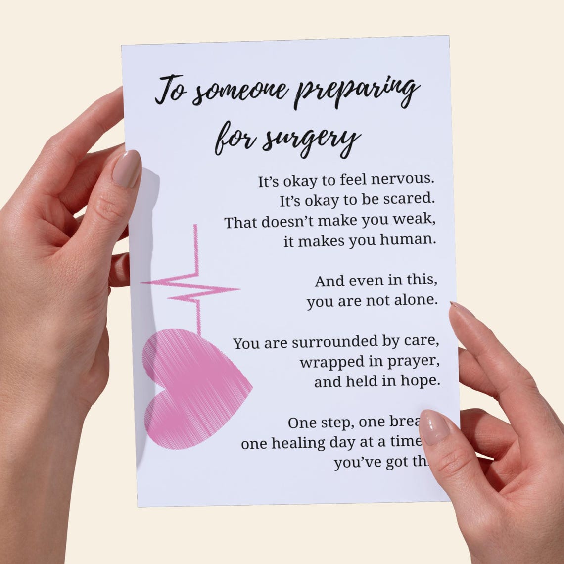 Surgery Card Surgery Encouragement Card Printable Foldable Support Card ...