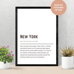 New York Definition Print , New York Souvenir, London Poster, Travel ...
