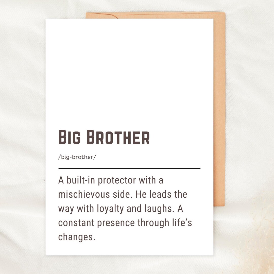 Big Brother Card Definition Printable 5x7 Funny Sentimental Greeting ...